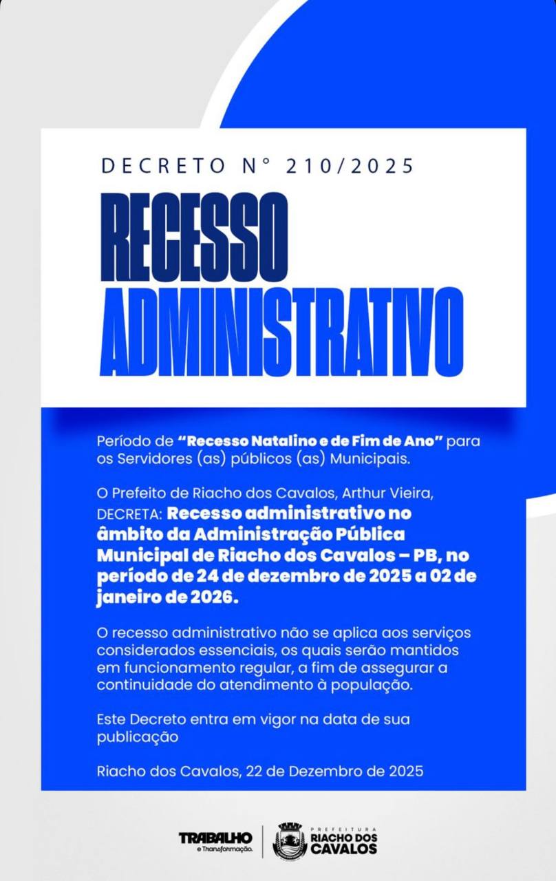 Recesso de fim de ano no município de Riacho dos Cavalos - Clinton Medeiros